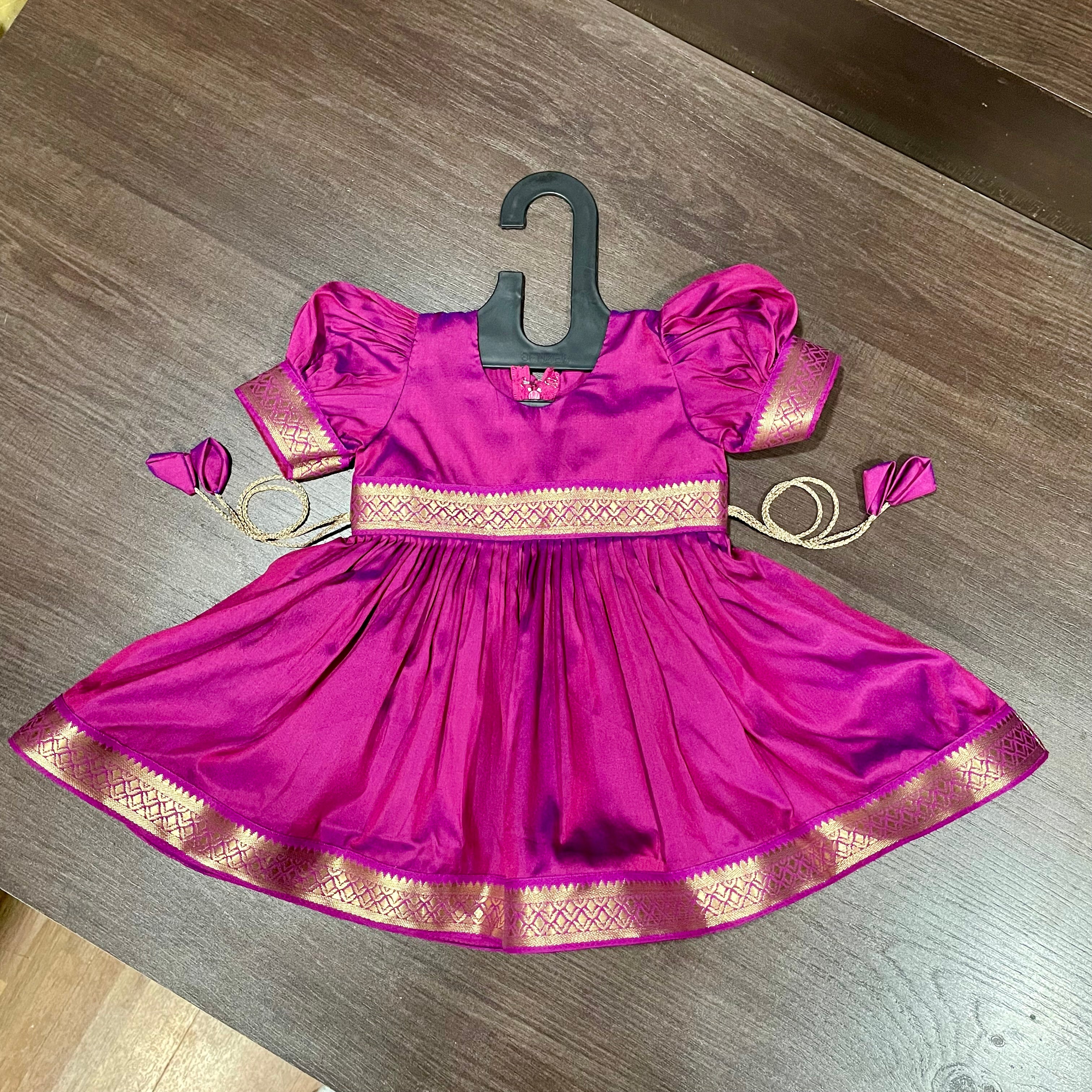 Rani Purple Two Toned Traditional Silk Frock Dress – MEEMORA